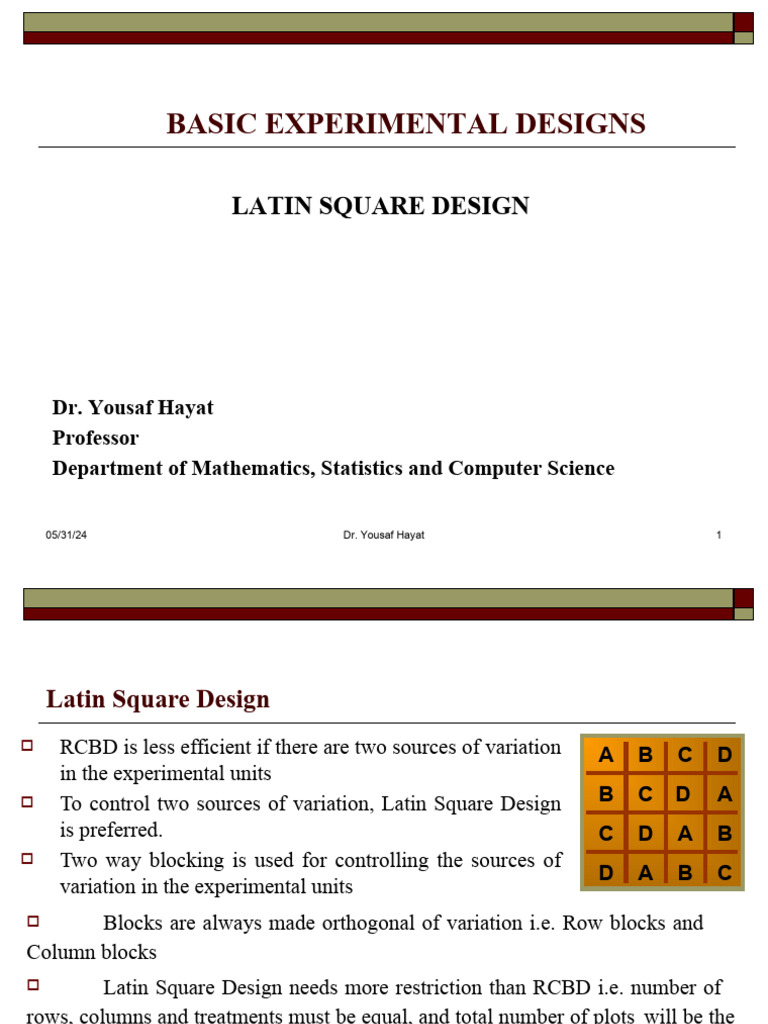 Latin Square Design | PDF | F Test | Errors And Residuals