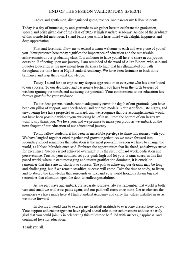 End of The Session Validictory Speech | PDF
