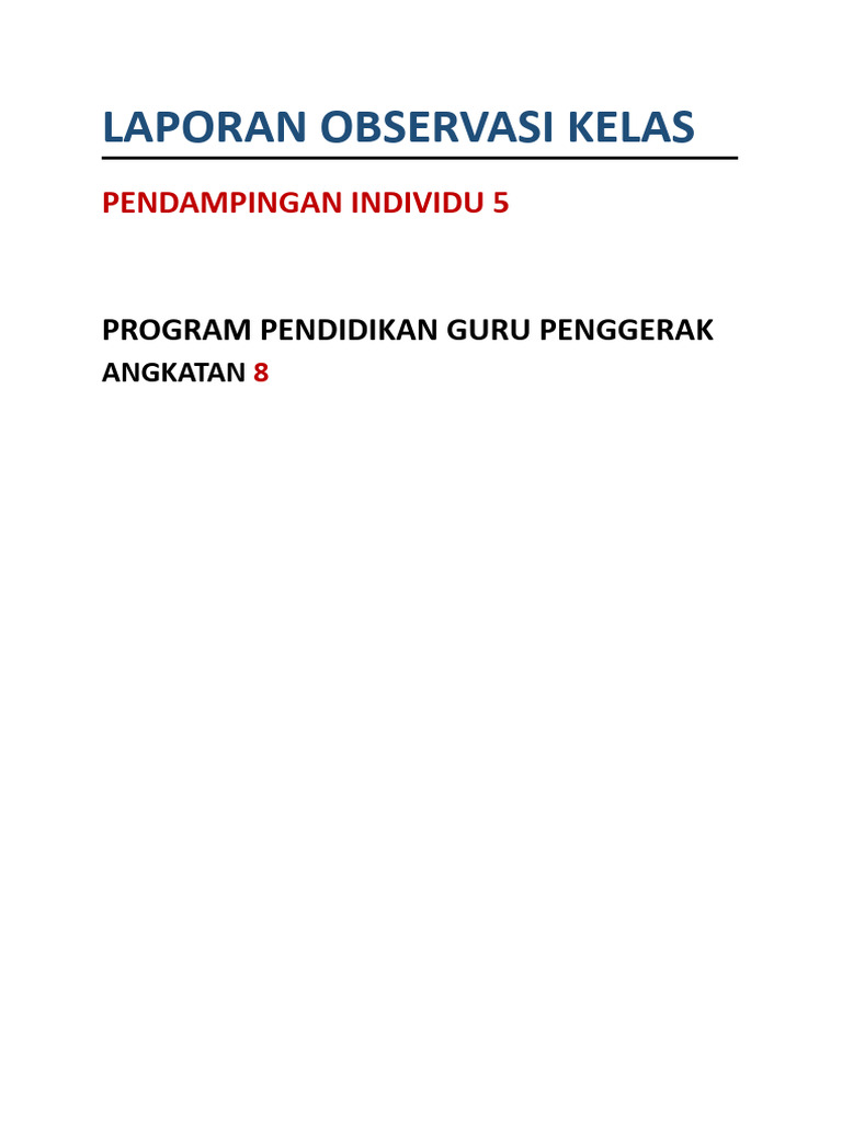 Laporan Observasi Praktik Pembelajaran Pi 5 CGP | PDF