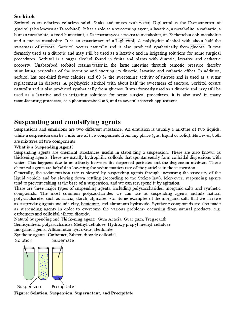 Unit II Sorbitols, Emulsifying and Suspending Agents and Semisolid ...
