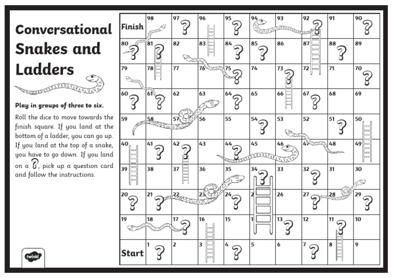 Free Conversational Snakes and Ladders Black and White | PDF