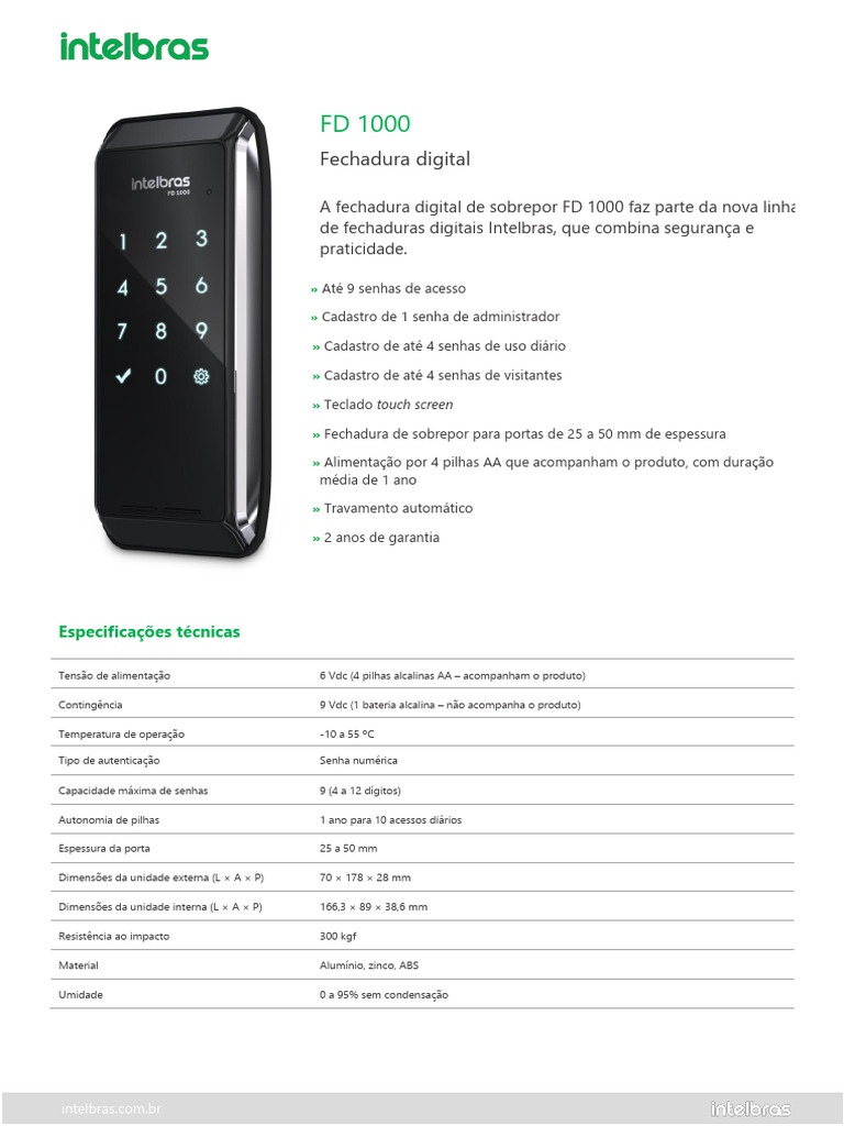 Manual da Fechadura Digital FD 1000 | PDF | Senha | Engenharia Elétrica