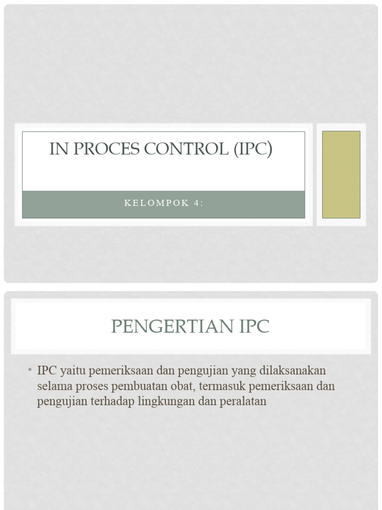 Optimalisasi IPC di Industri Farmasi | PDF