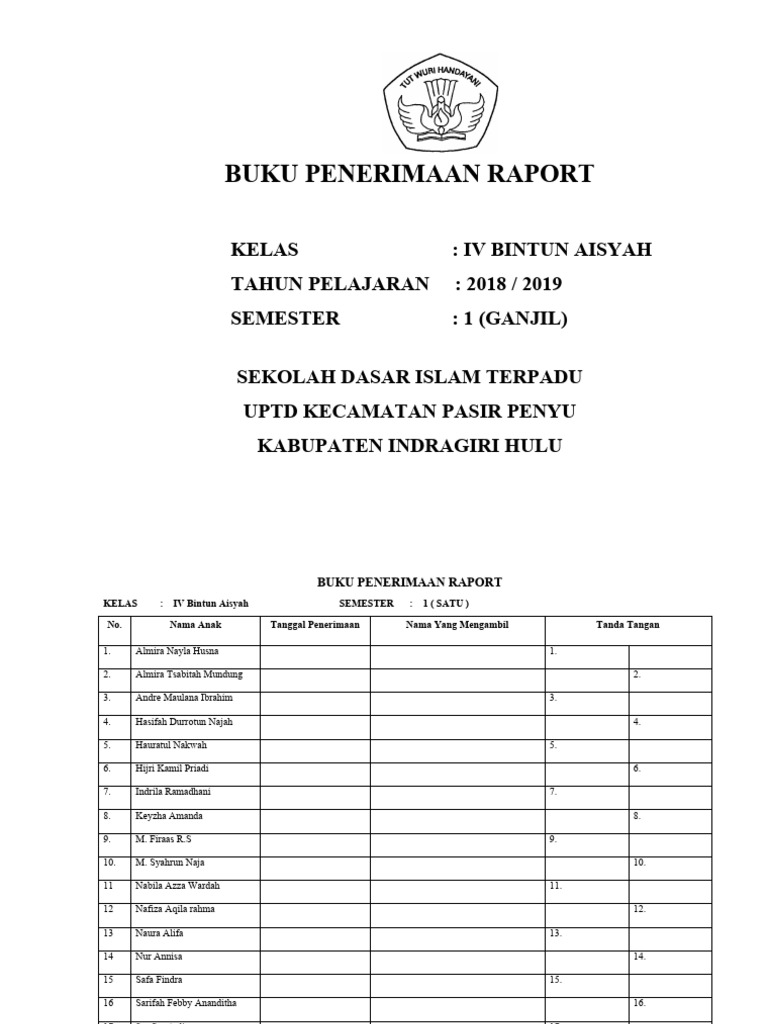 02 Buku Penerimaan Raport | PDF
