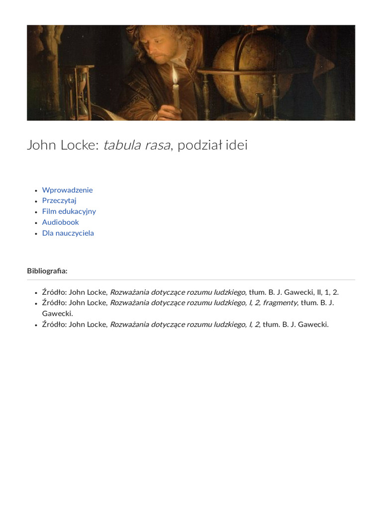 John Locke Tabula Rasa Podzial Idei | PDF