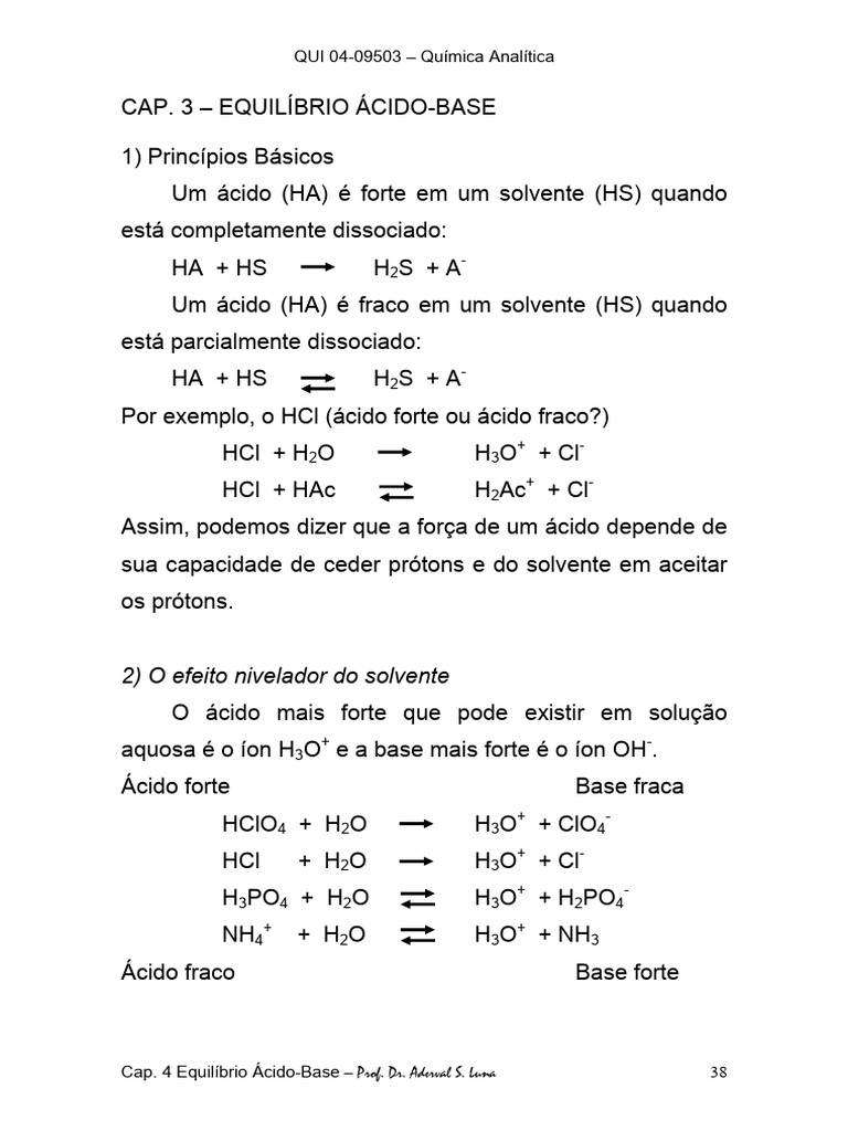 Cap. 4 Equilbrio Cido-base | Download grátis PDF | Ácido | Química