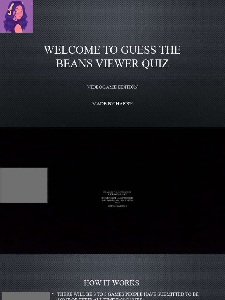 Welcome To Beans Games Quiz | PDF