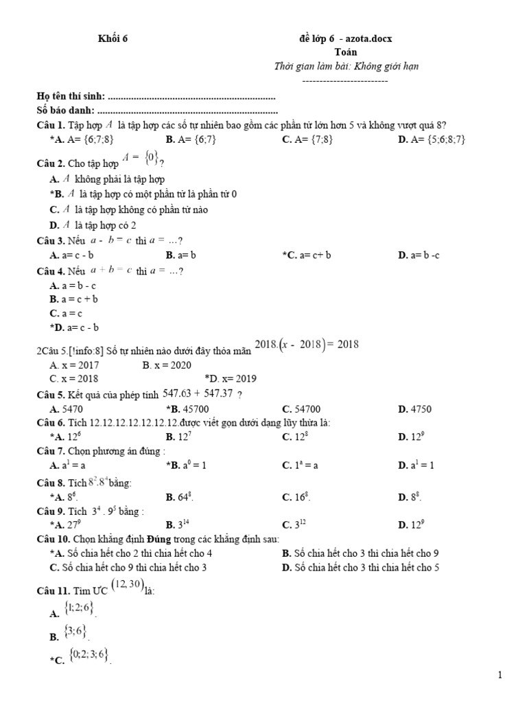 De Lop 6 - Azota - Docx d41d8c 03 05 2024 | PDF