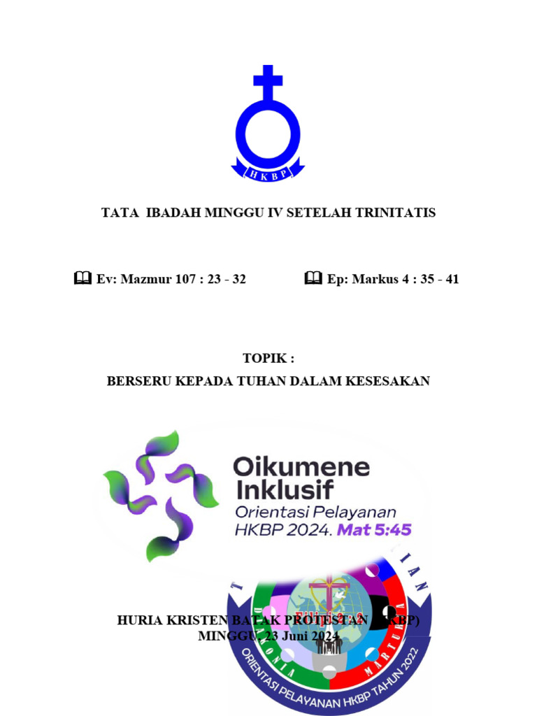 MINGGU IV Setelah Trinitatis, Edit 23 Juni 2024, Indo | PDF | Seni & Disiplin Bahasa