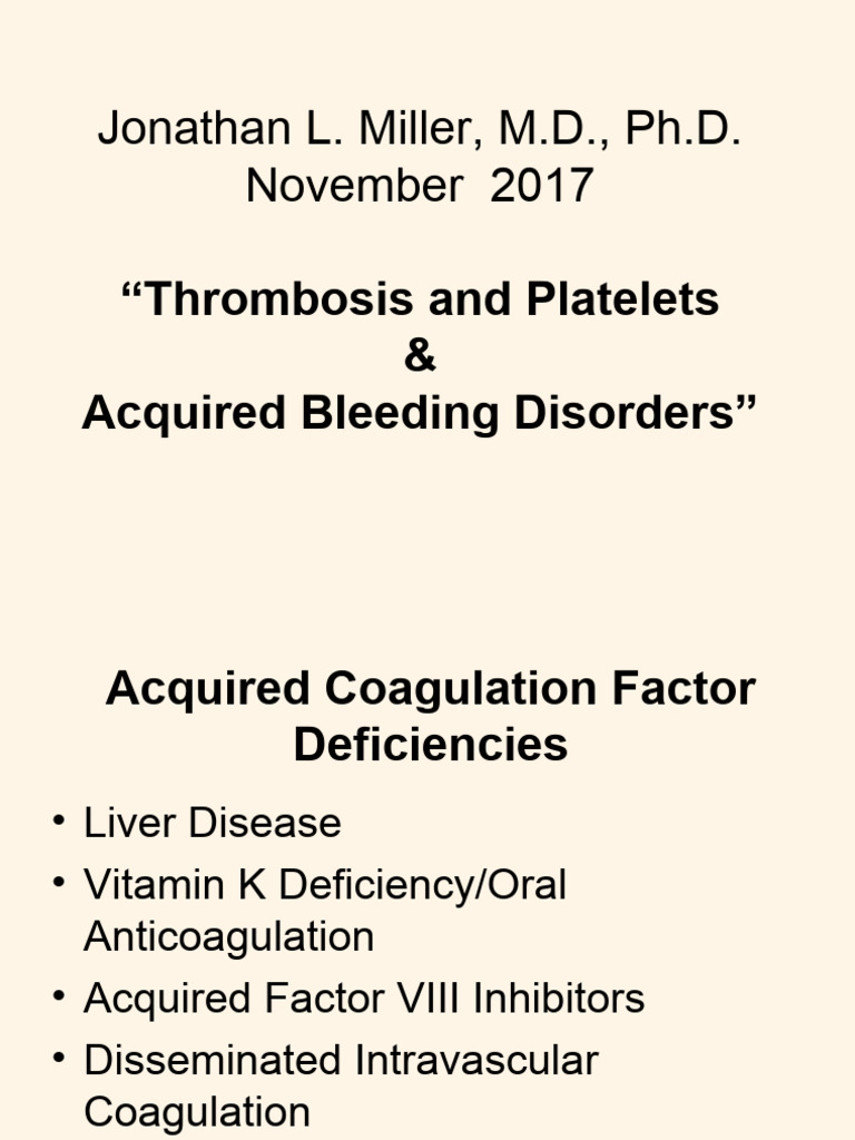 Thrombosis Platelets Slides (2017) - Dr. Miller | PDF | Coagulation ...