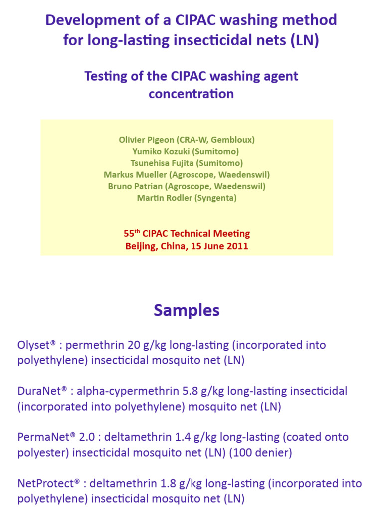 Method Trials CIPAC LN Washing Method TC Meeting | PDF | Polyethylene ...