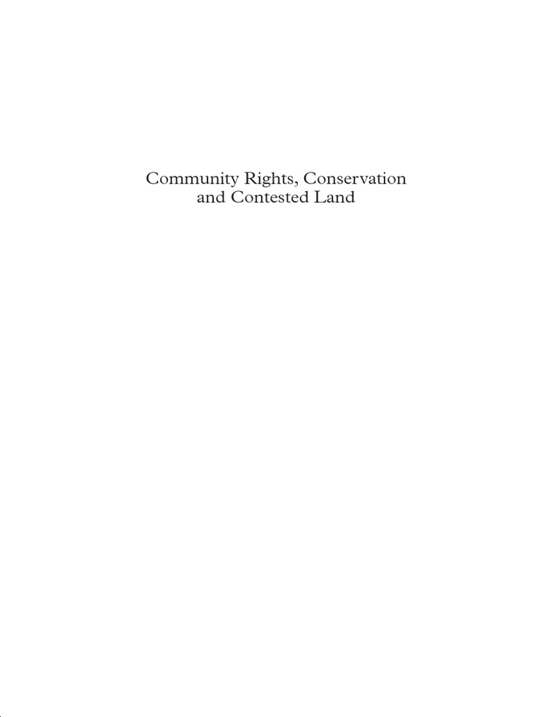 Community Rights, Conservation and Contested Land | PDF | Governance ...