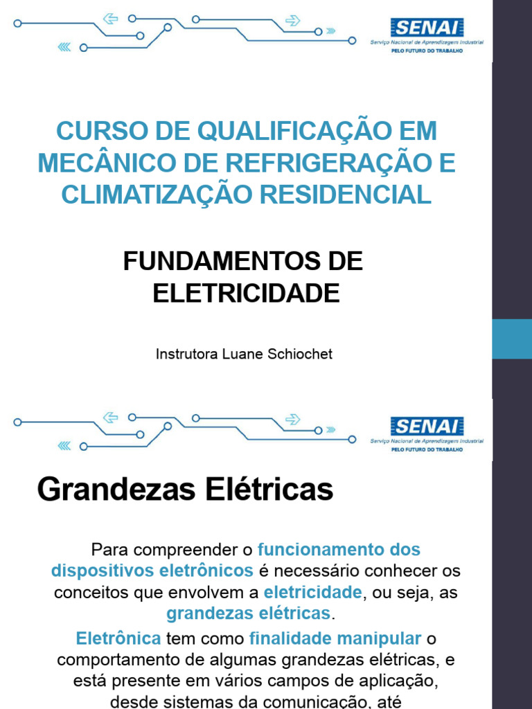 Aula 1 - Grandezas Elétricas | PDF | Condutor elétrico | Eletricidade