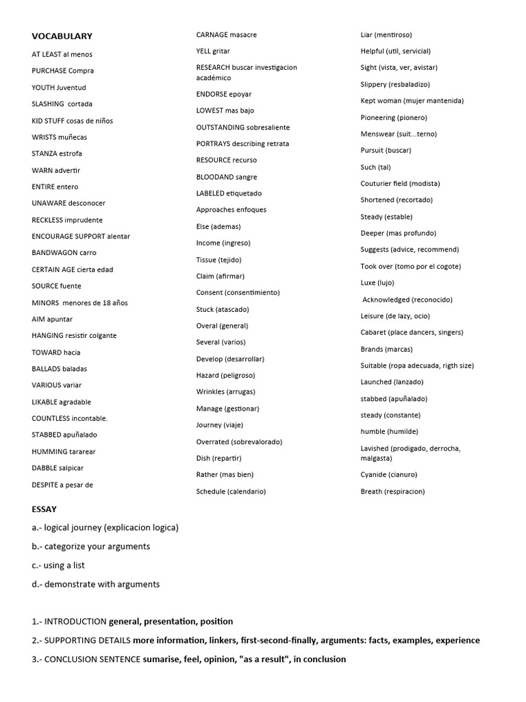 Vocabulary: Essay | PDF | Argument | Reasoning