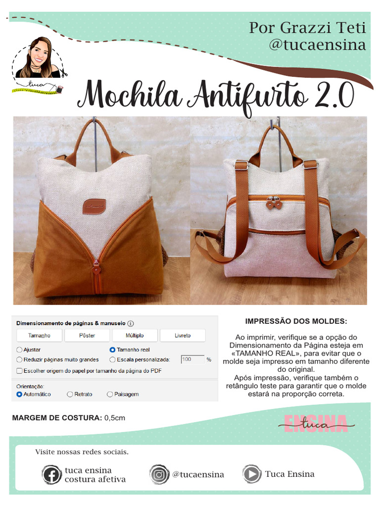 Moldes de Mochilas para Imprimir | PDF