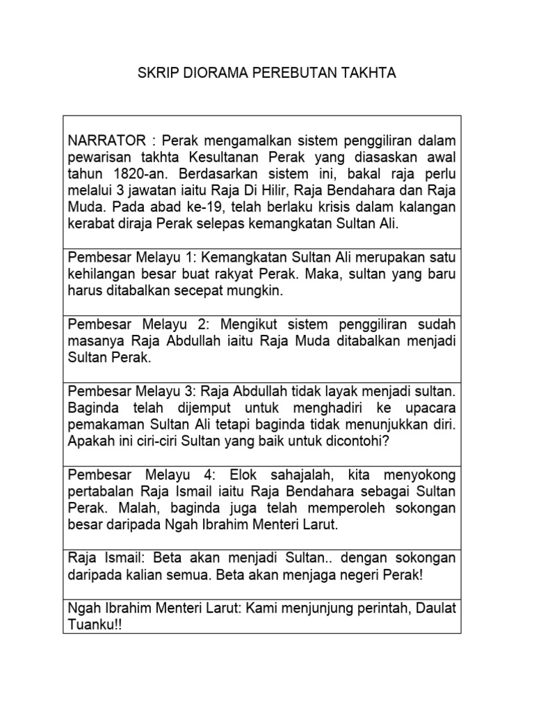 Skrip Diorama | PDF