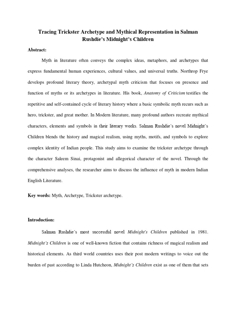 Midnight's Children - Research | PDF | Archetype | Trickster