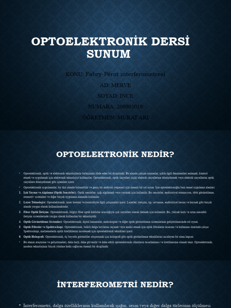 Optoelektroni̇k Dersi̇ Sunum | PDF
