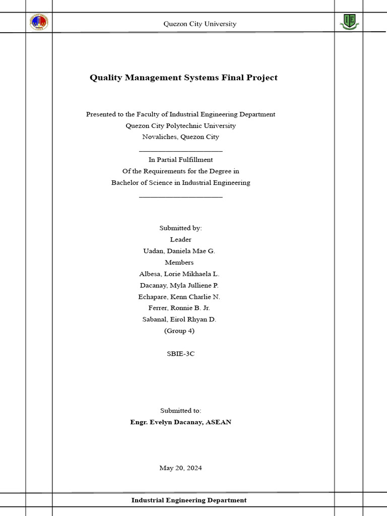 Qms Final Project | PDF | Quality Management | Iso 9000