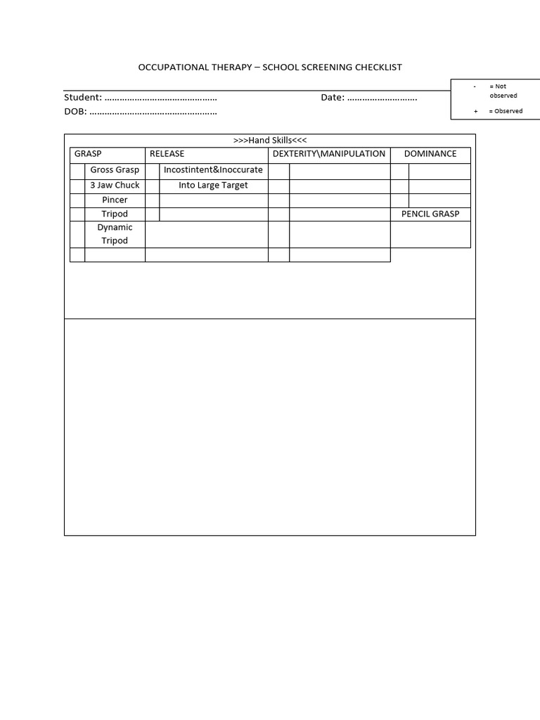 Occupational Therapy Checklist 1697412257 | PDF