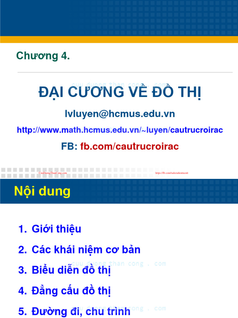 To Hop Va Cau Truc Roi Rac Le Van Luyen Chuong 4 Dai Cuong Ve Do Thi (Cuuduongthancong - Com) | PDF