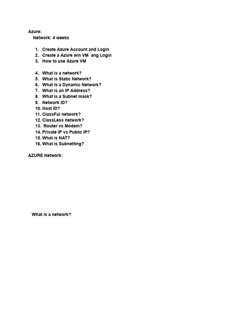 Azure Network DS 9am CLassnote | PDF | Ip Address | Network Layer Protocols
