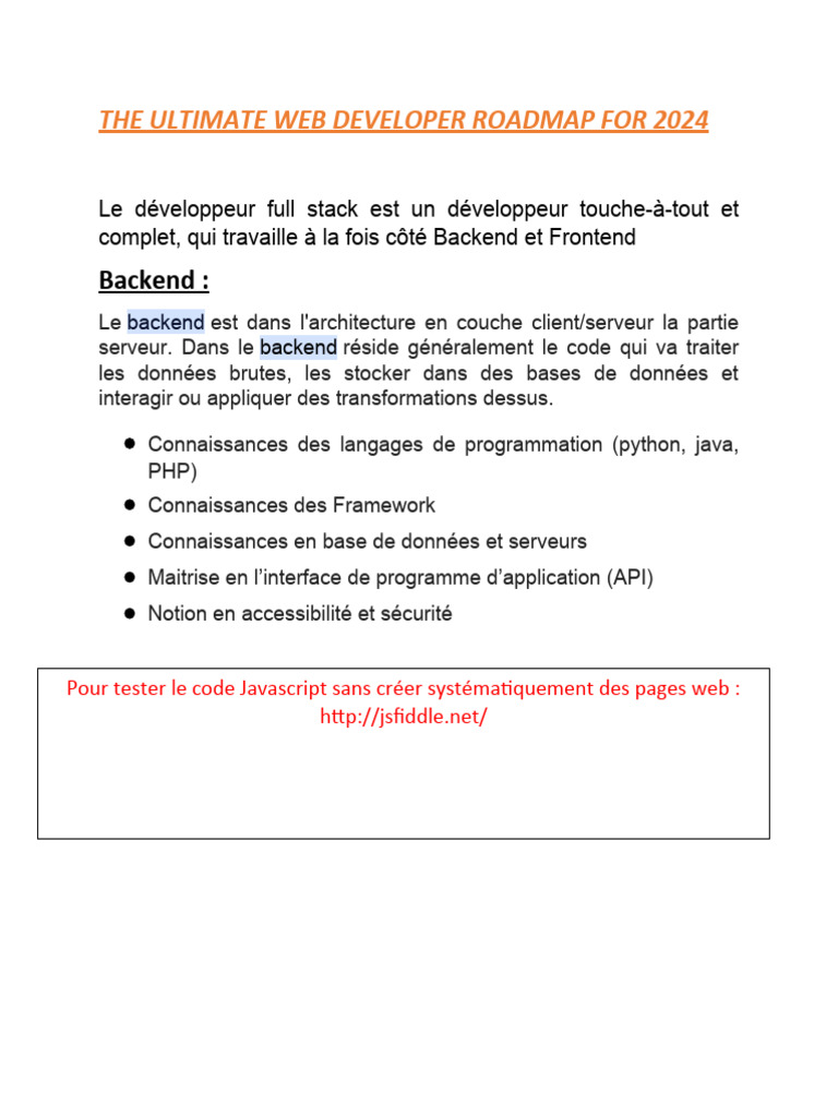 The Ultimate Web Developer Roadmap For 2024 | PDF | Langage de balisage | Html