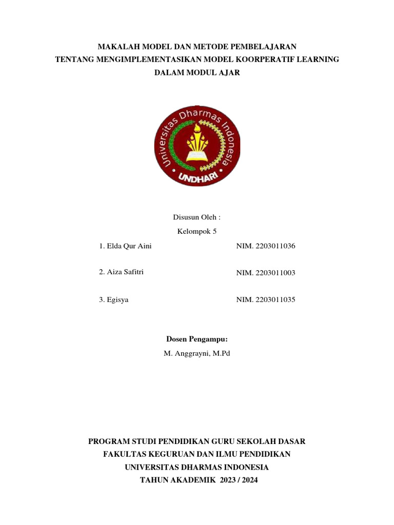 Makalah Model Dan Metode Pembelajaran Kelompok 5 | PDF | Karier & Perkembangan