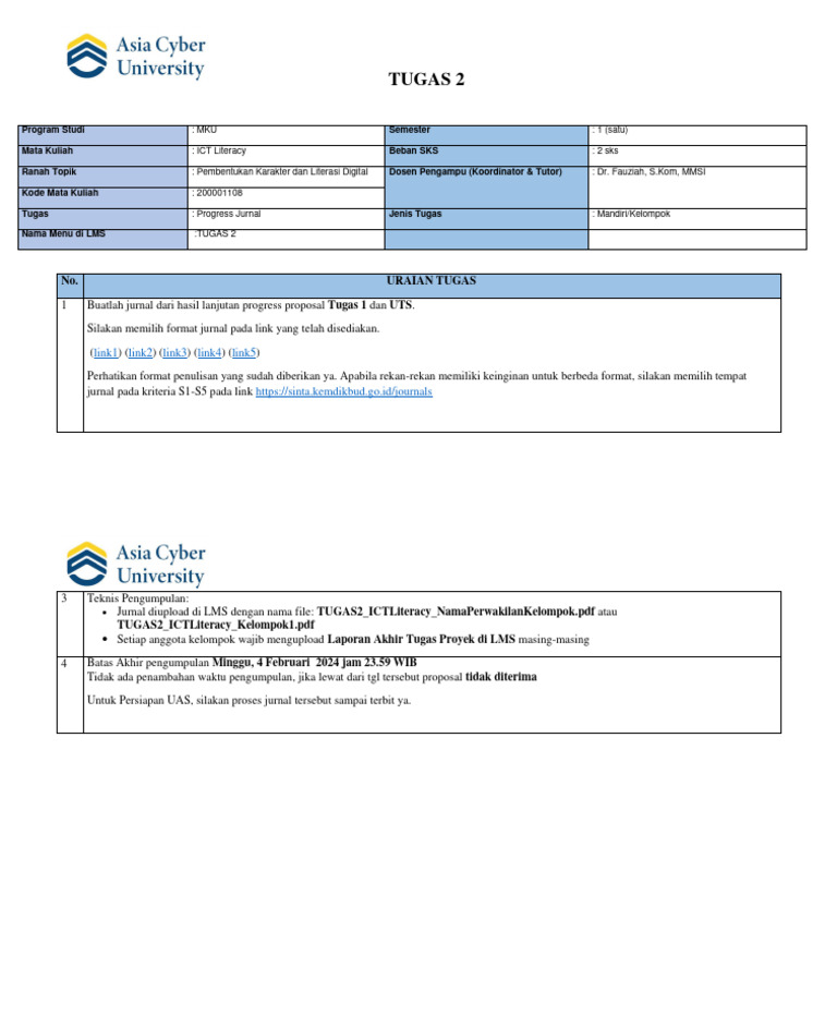 Tugas 2 - ICT Literacy - DR Fauziah | PDF