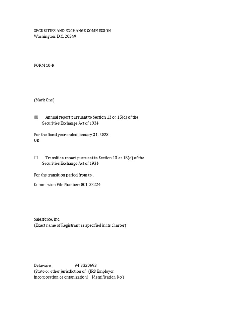 Modified CRM 10-K 2022 Tokenized | Download Free PDF | Form 10 K | Cloud Computing
