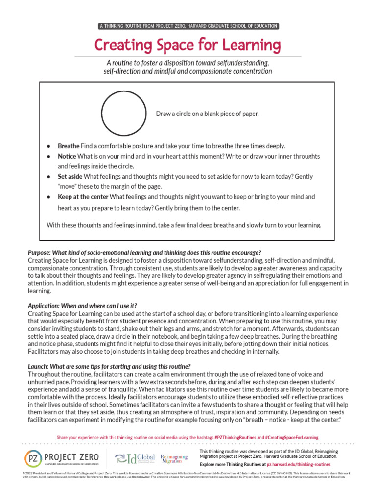Creating Space For Learning | PDF | Feeling | Thought