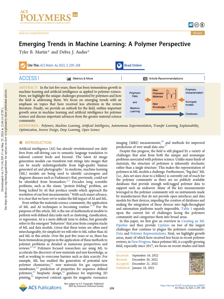 Martin Audus 2023 Emerging Trends in Machine Learning A Polymer ... Martin Audus 2023 Emerging Trends in Machine Learning A Polymer ...