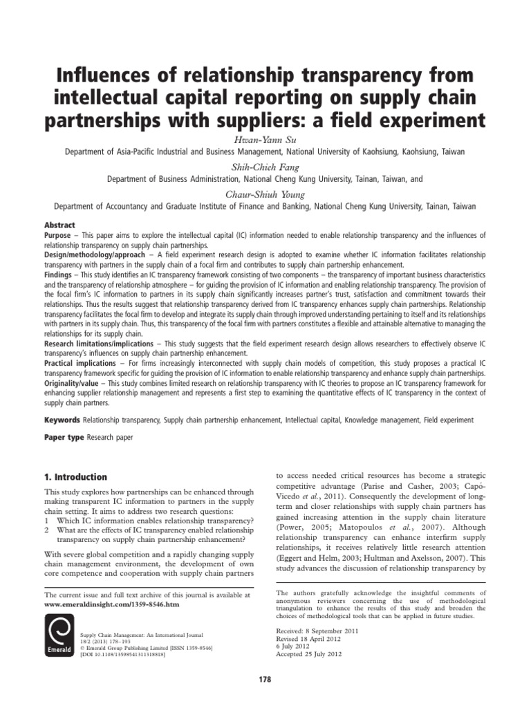 Supply Chain Management-Su Et Al-Influences Of-2013 | PDF | Supply ...
