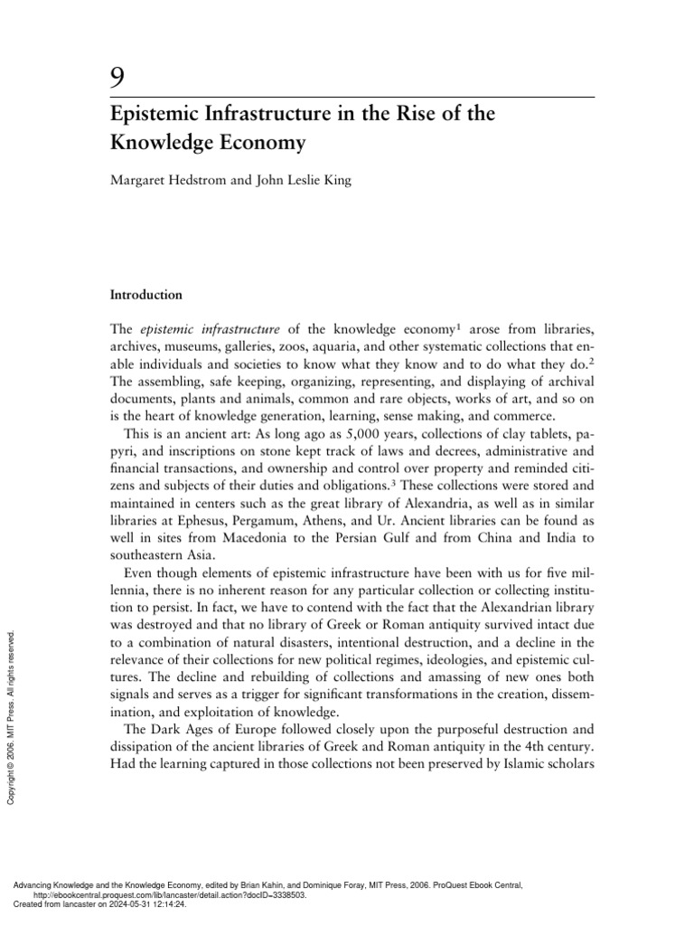Advancing Knowledge and The Knowledge Economy - (9 - Epistemic ...