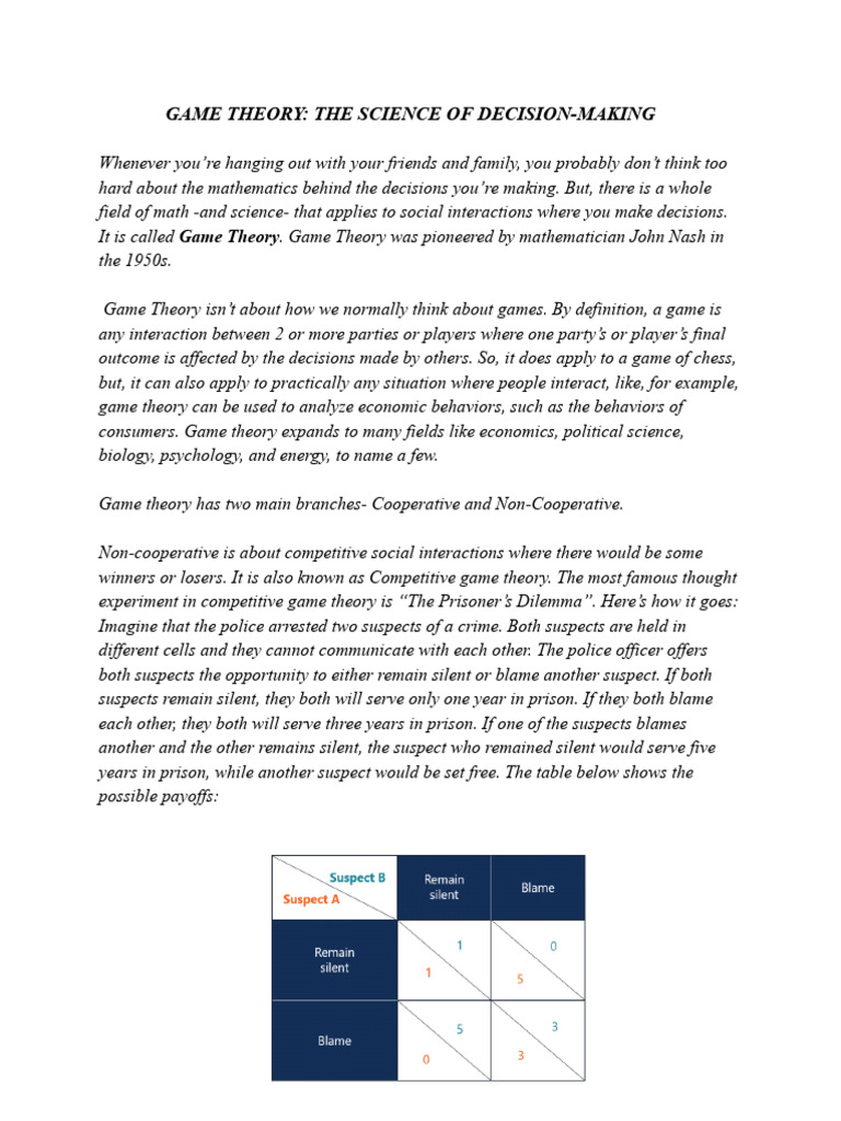 Game Theory | PDF | Game Theory | Scientific Theories