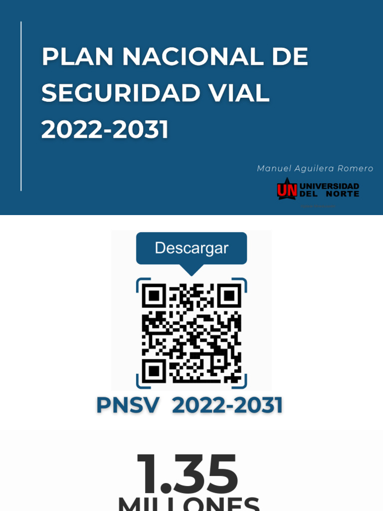 Presentación PNSV 2022-2031 | PDF | Valores | Seguridad vial