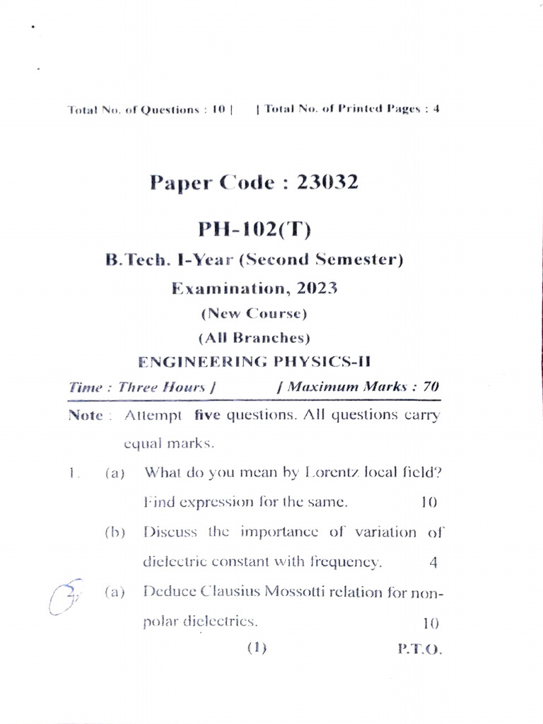 2nd Semester Pyqs | PDF | Physical Sciences | Materials Science