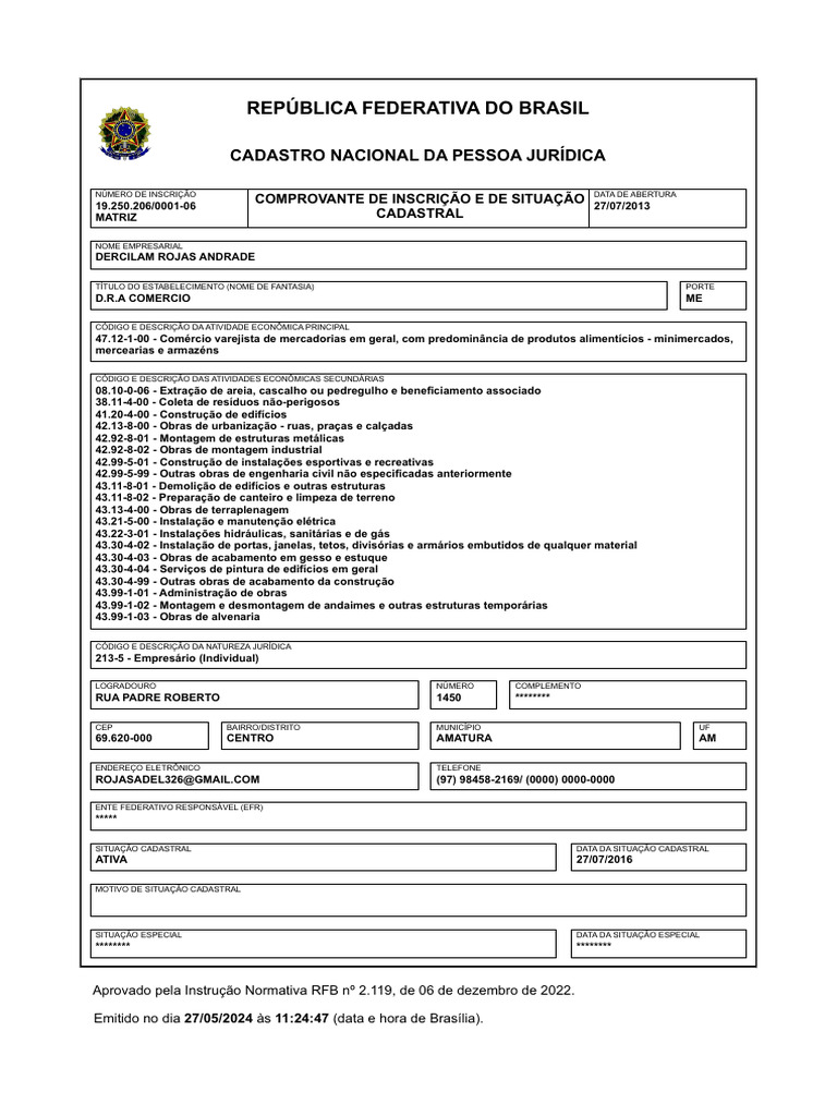 Modelo de CNPJ ATIVAÇÃO | PDF | Brasil