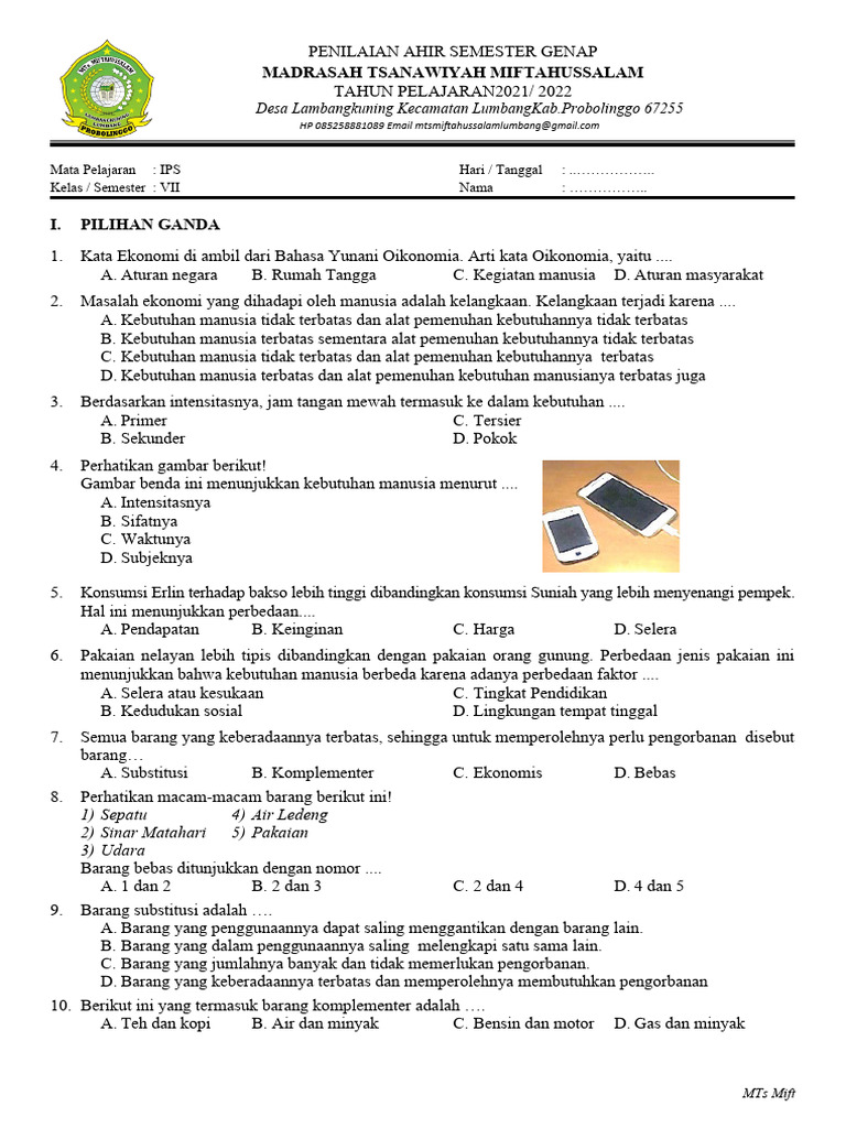 Soal Pas Kelas 7 Ips Genep | PDF