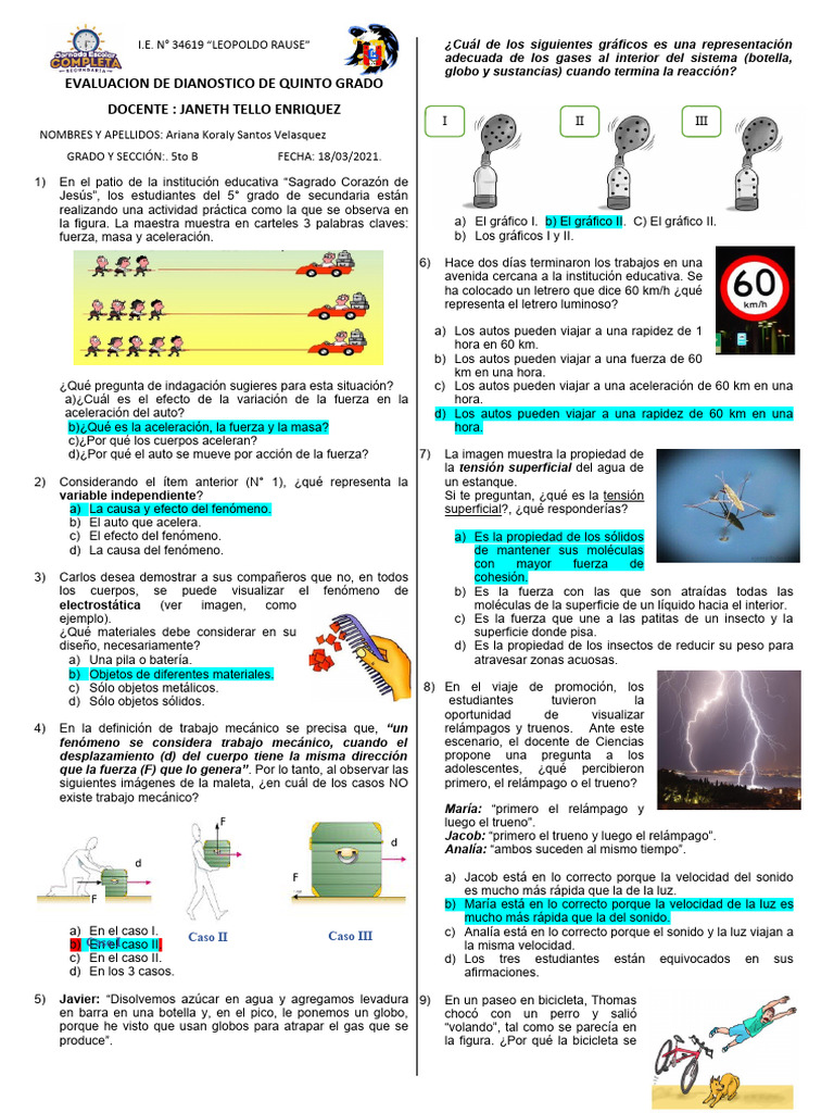 Evaluacion Diagnostica de 5abc - CT-2021 | PDF | Contaminación | La ...