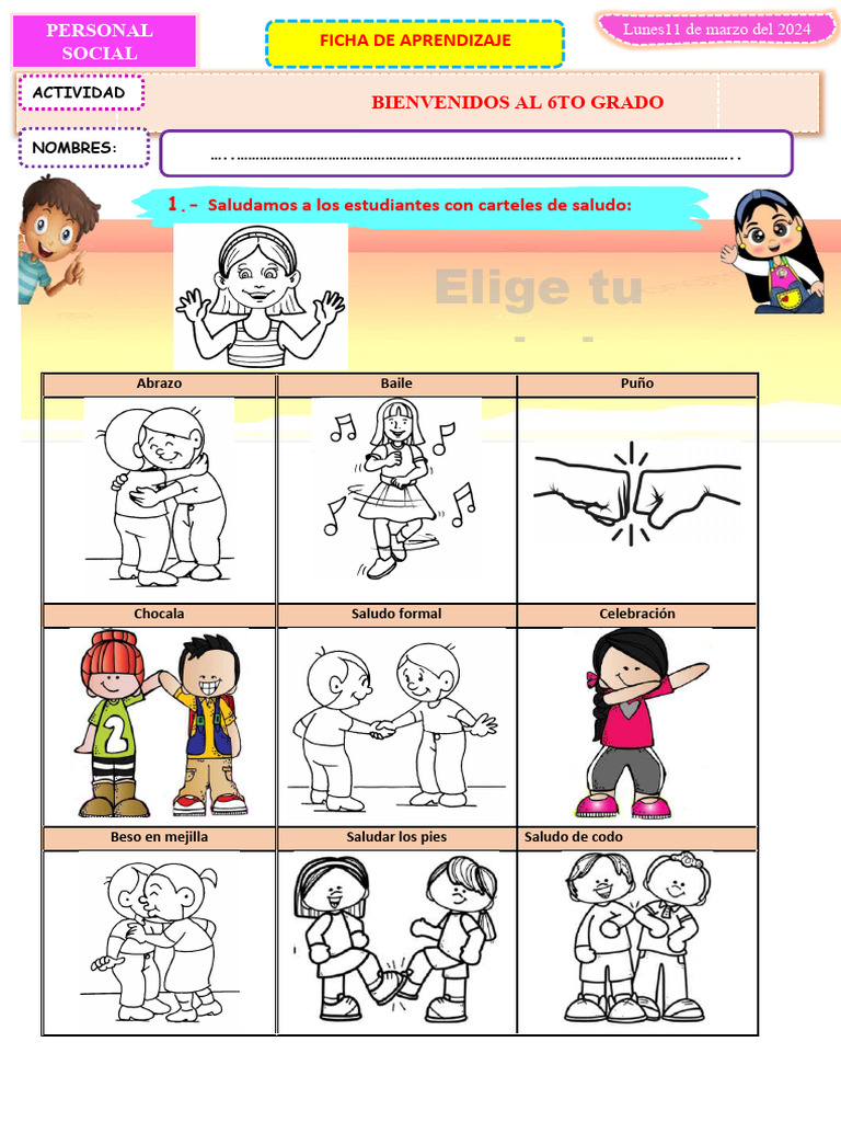 Ficha PS Bienvenido A 6to Grado | PDF