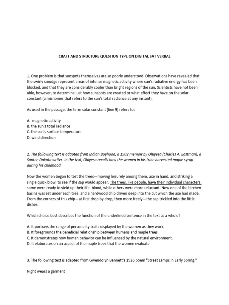 Craft and Structure Digital Sat Verbal | PDF | Sun | Stars