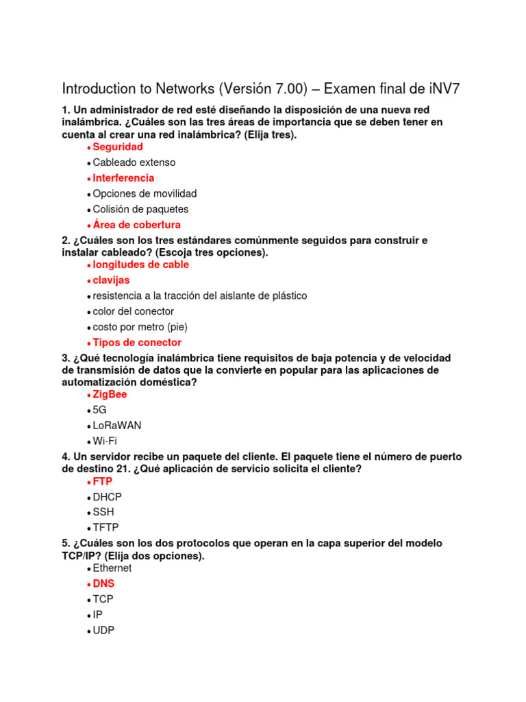 Respuestas CCNA 1 | PDF | Protocolos de internet | Enrutador (Computación)