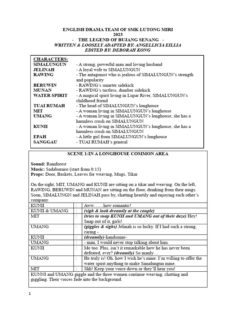 YEE4101 SMK Lutong Miri English Drama Script | PDF