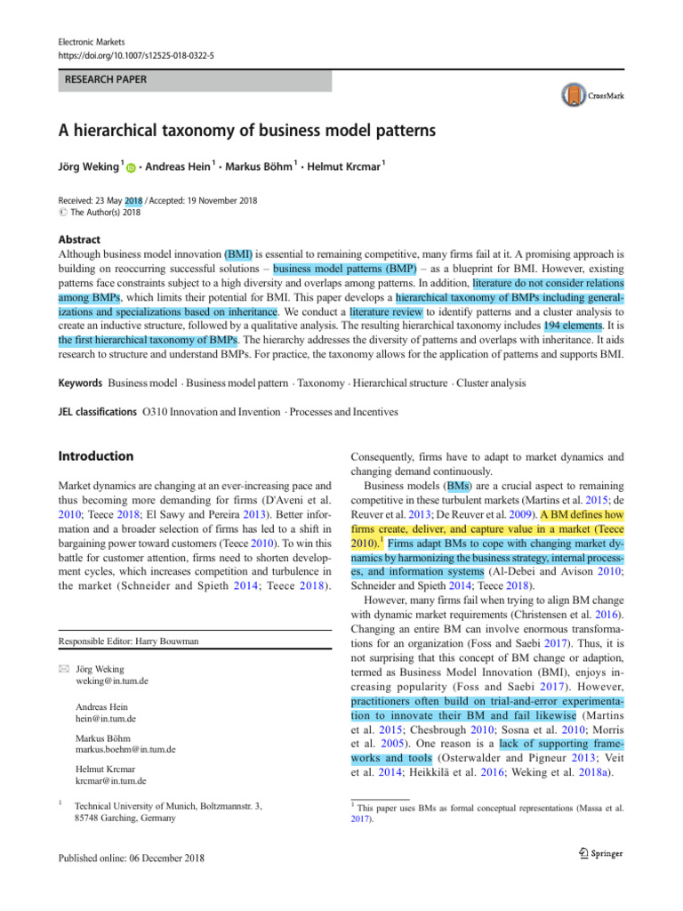 (Weking Et Al. 2018) BM Patterns Hierarchical Taxonomy | PDF | Cluster ...