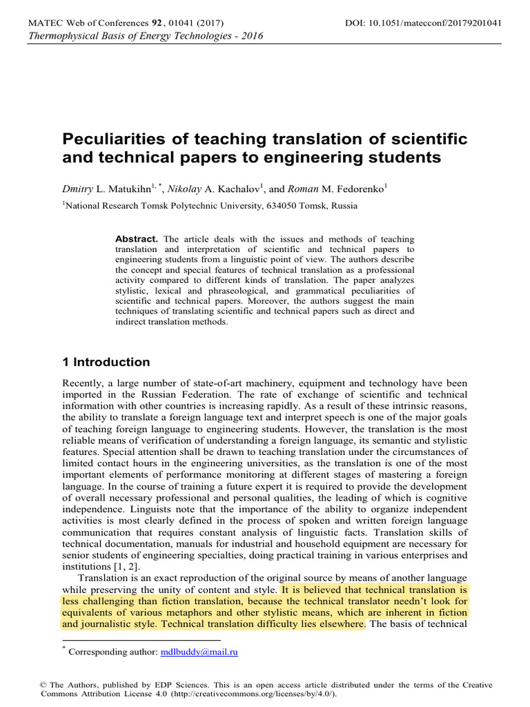 Technical and Scientific T. For Engineering | PDF | Translations ...