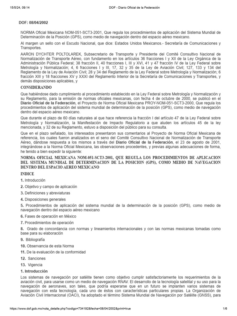 Nom 051 sct3 2001 | PDF | Reglas de vuelo por instrumentos | Sistema de ...