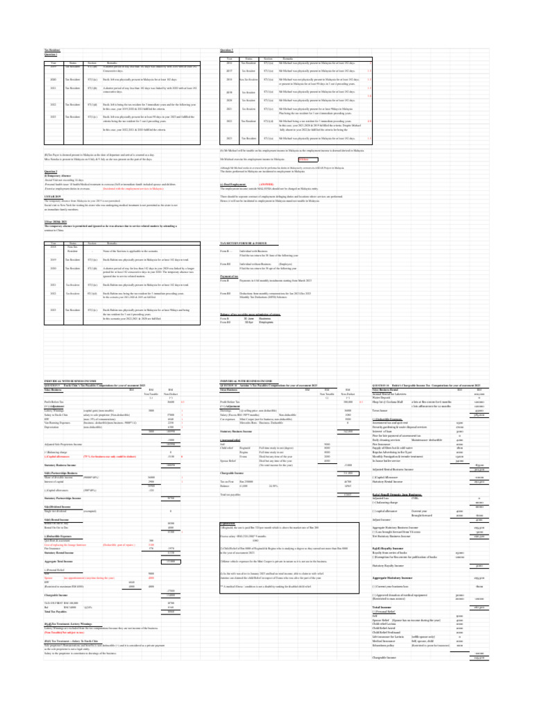 ACCA TAX Chapter Assessment | PDF | Income | Expense