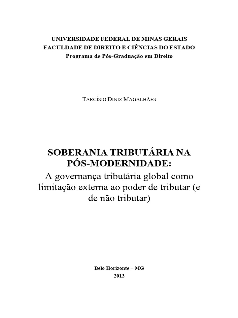 Soberania Tribut Ria Na P S Modernidade A Governan A Tribut Ria Global Como Limita o Externa Ao ...