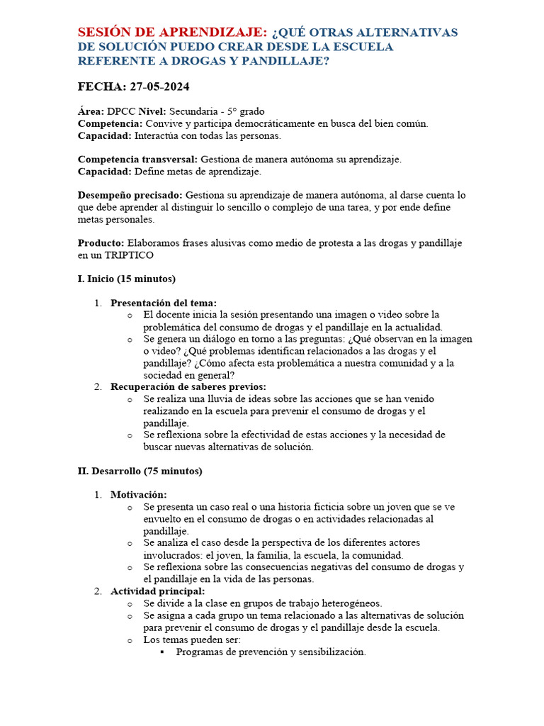 Sesión de Aprendizaje | PDF | Aprendizaje | Modificación de comportamiento